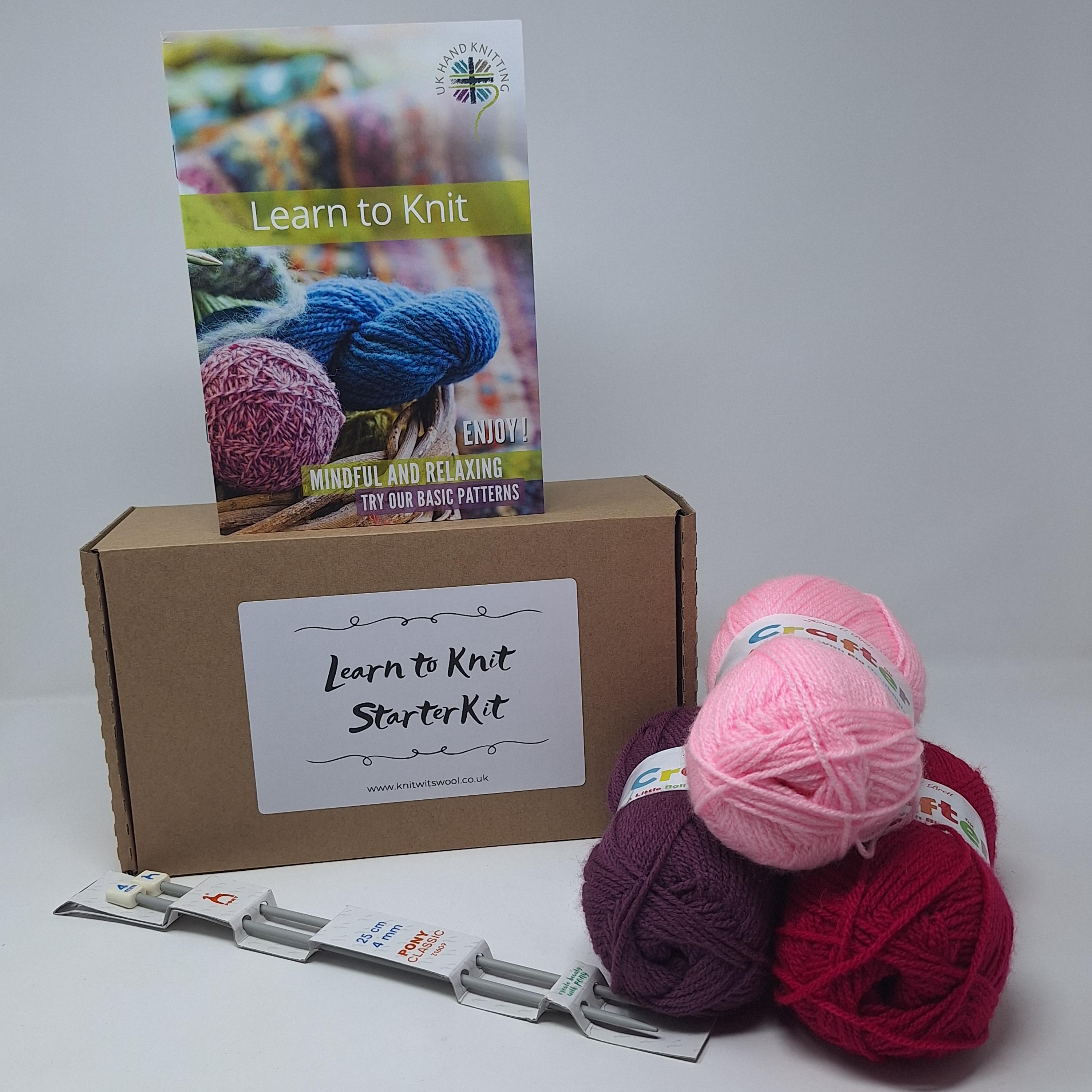 Learn to Knit Starter Kit: Acrylic Yarn, Needles & Booklet - Etsy UK