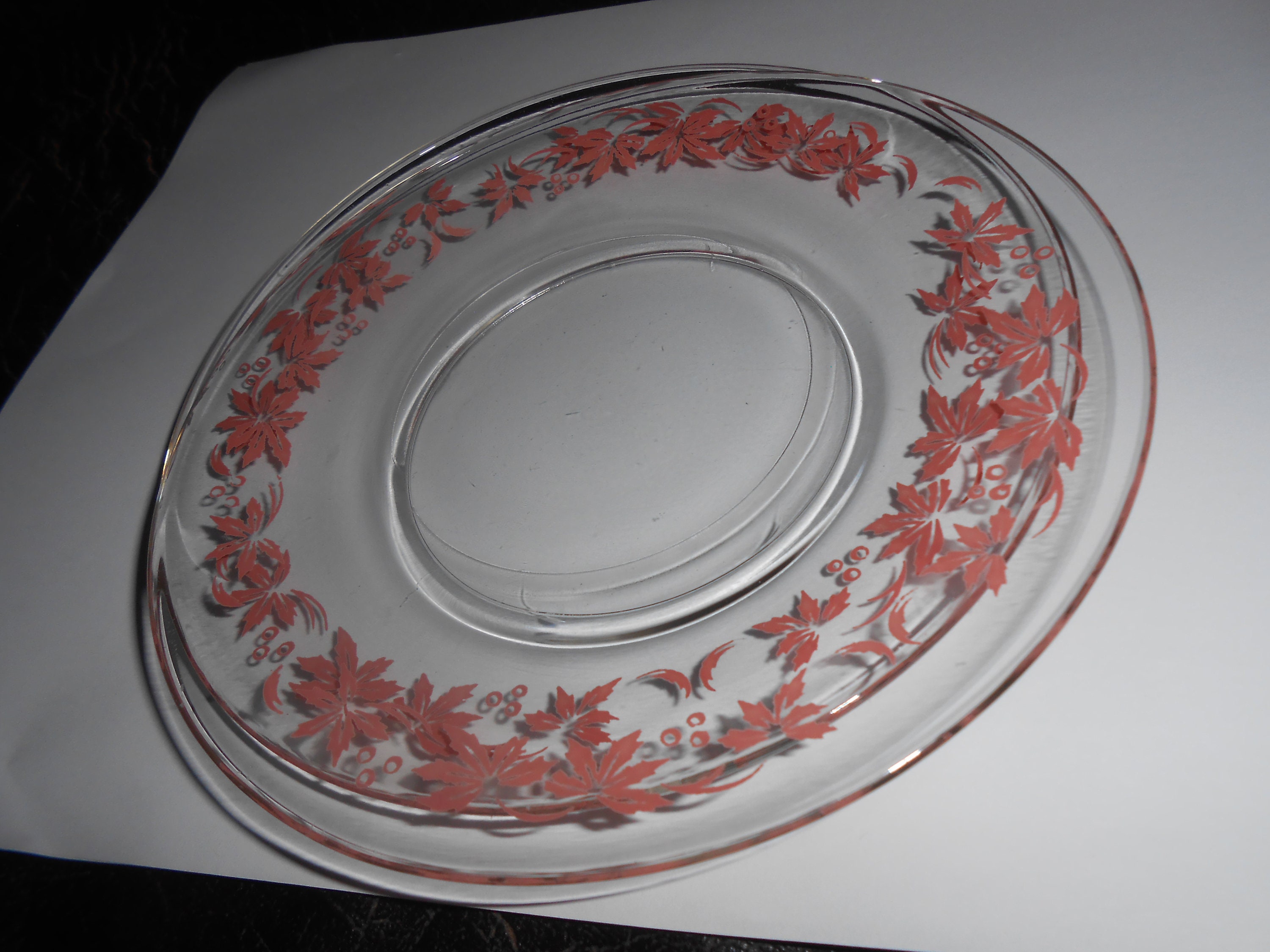 Vintage Clear Glass Plates with Pink Flowers Set of 3 | Etsy