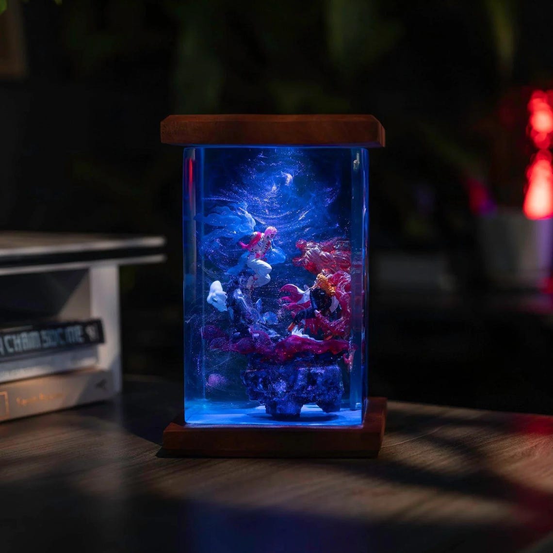 Rengoku VS Akaza Demon Slayer Lamp , Resin Lamp, Resin Diorama Display ...