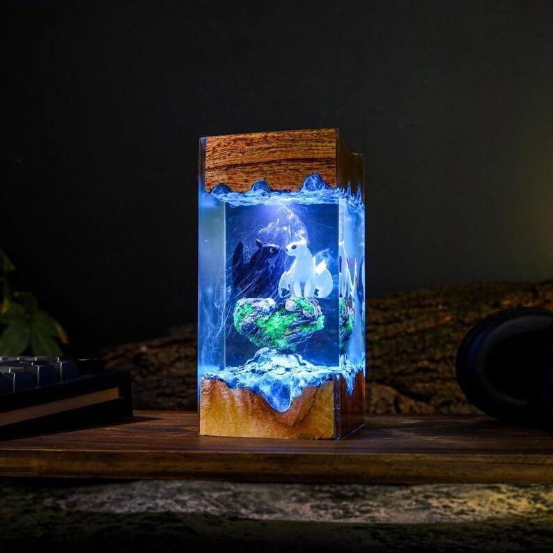 Toothless & Light Fury Lamp V4, HTTYD How to Train Your Dragon Resin ...