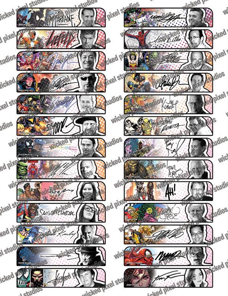 26 Custom Comic Book Artist Divider Sticker Graphics - Digital Download ...