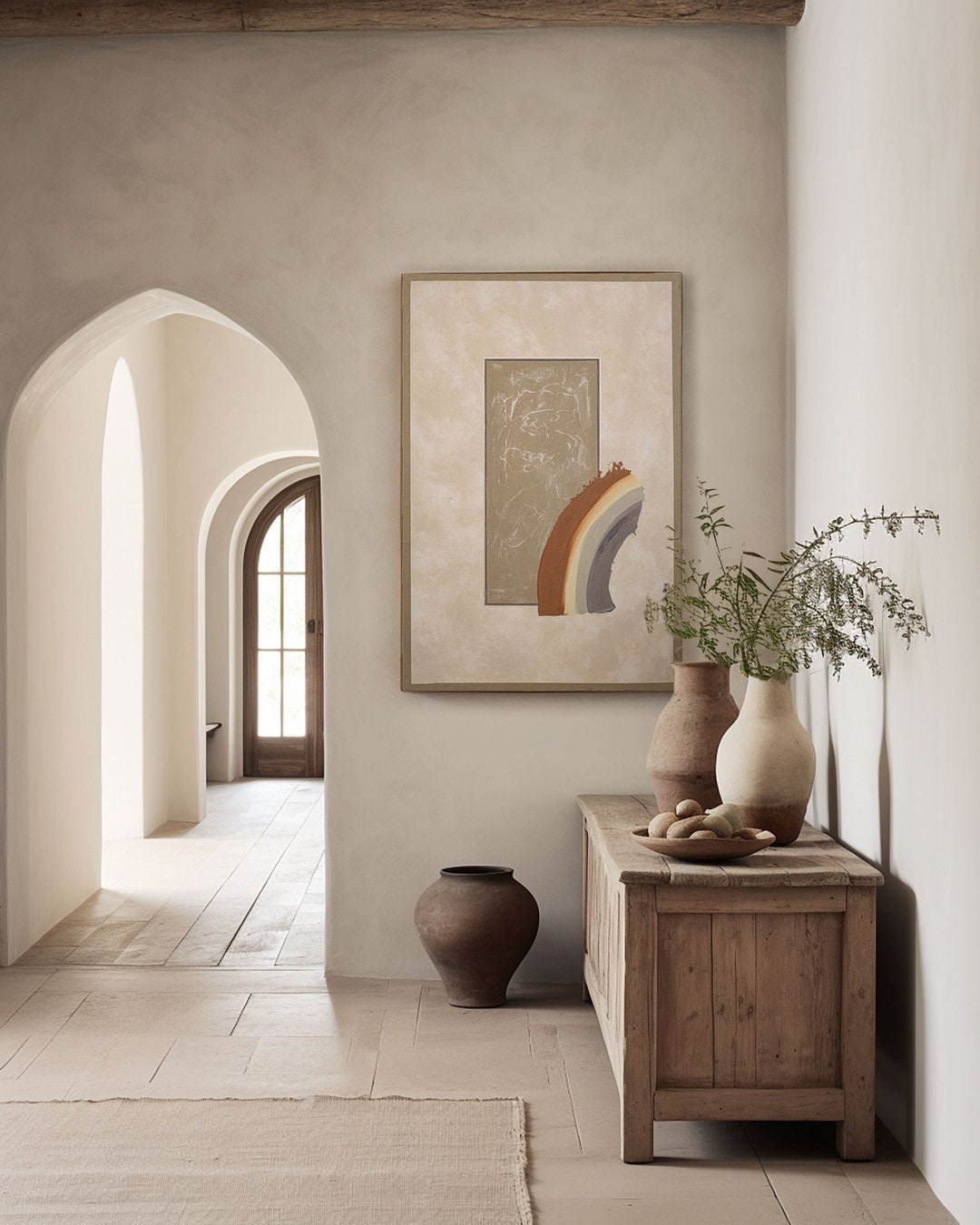 Beige Texture Wall Art Pure Beige Minimalist Painting Large Beige Arch ...
