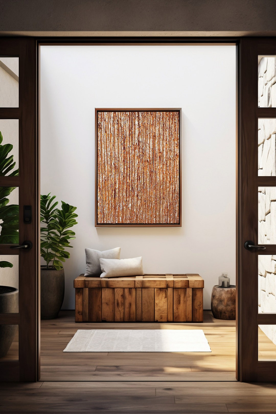 Original Large Copper Textured Wall Art Abstract Painting on Canvas ...