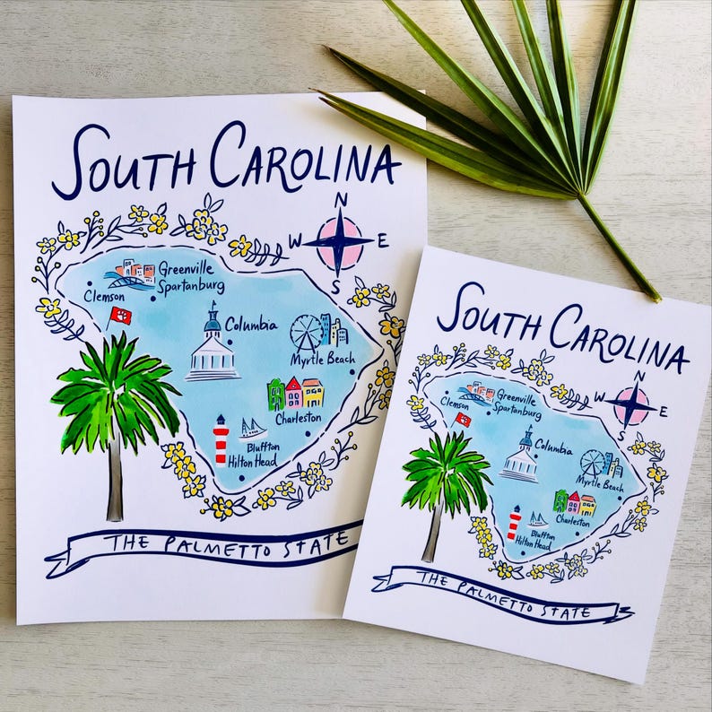 South Carolina Map/ Art Print / Wall Decor - Etsy