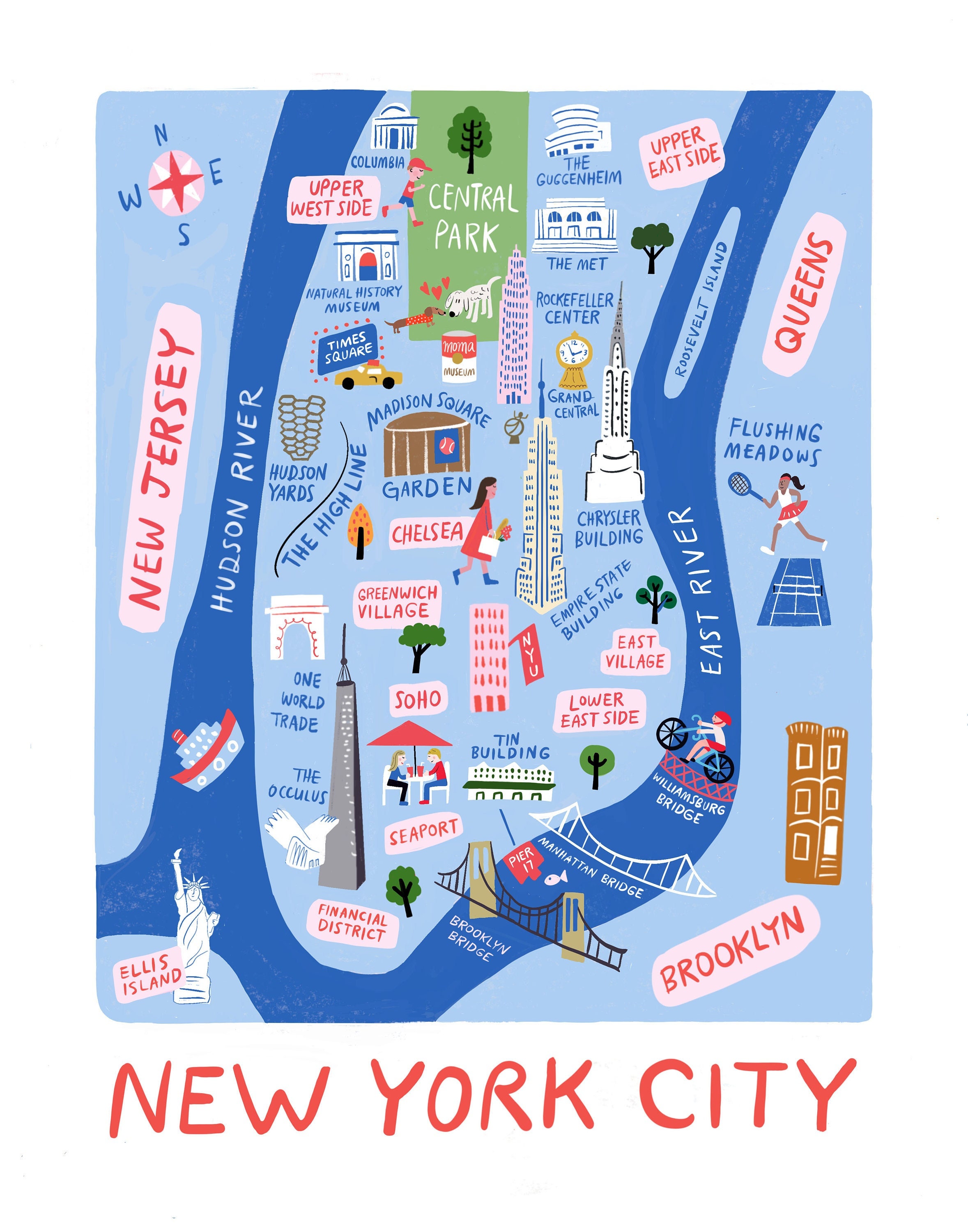 NYC Map/ Art Print / New York City / Wall Decor / Kids Room - Etsy