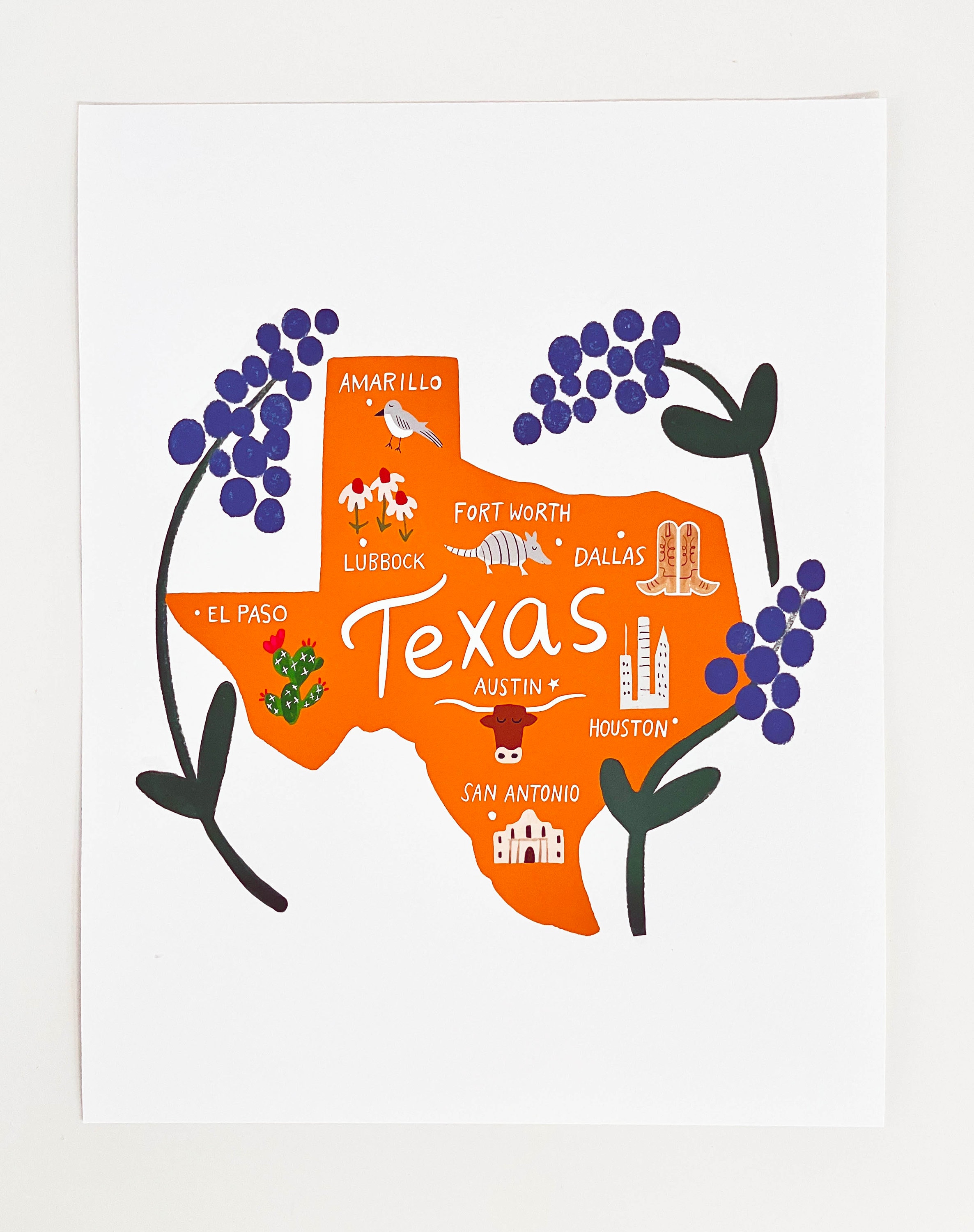 Texas Map / Art Print Texas / Wall Decor / Kids Art / Texas Art - Etsy