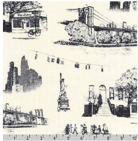 Fabric Urban New York Land Marks Cotton Fabric Special NY | Etsy