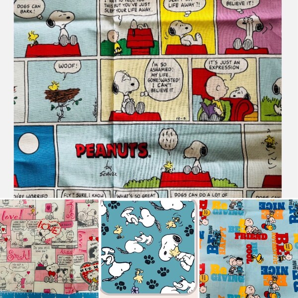 Snoopy Cotton Fabric - Etsy
