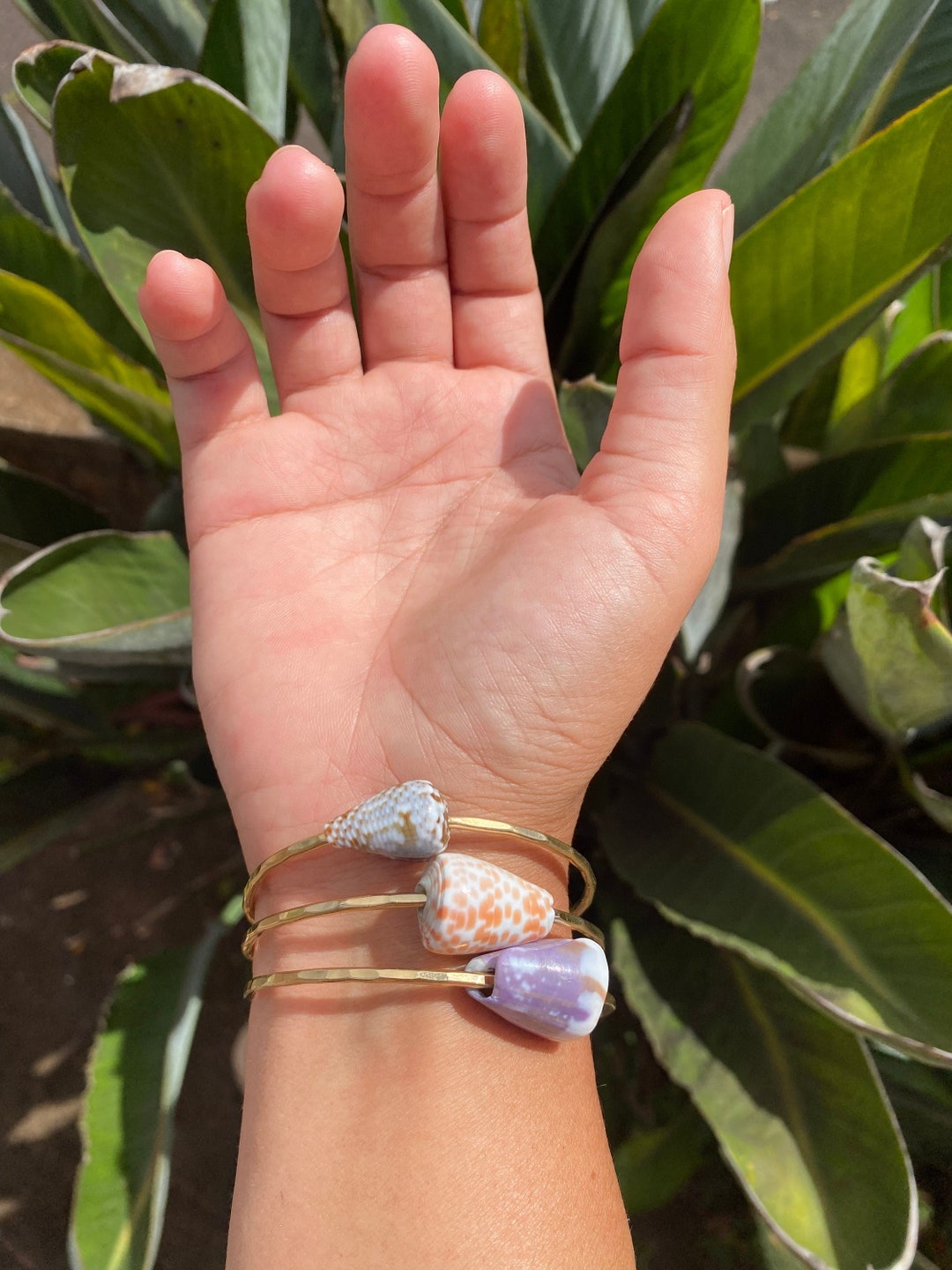 Custom Gold Hawaiian Shell Bangle, Shell Bangles, Made in Hawaii, Gifts for Her,gifts for Mom ...