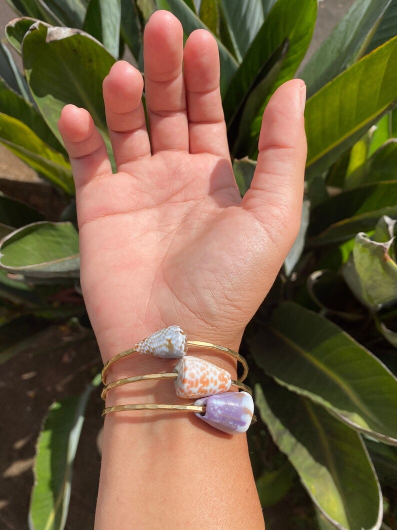 Custom Gold Hawaiian Shell Bangle, Shell Bangles, Made in Hawaii, Gifts ...