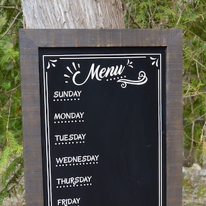 Chalk Board Sign Rustic Weekly Menu Sign Kitchen Sign Kitchen ...