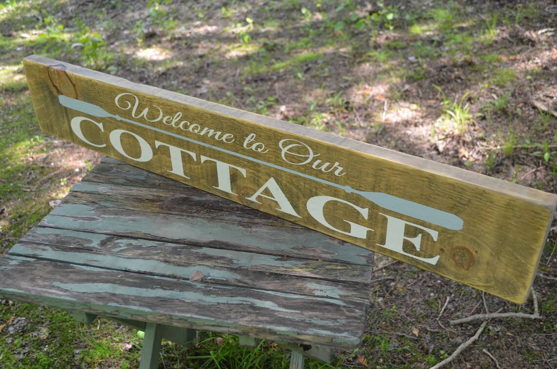 Welcome to Our Cottage Rustic Wooden Sign Painted Wooden Sign - Etsy Canada