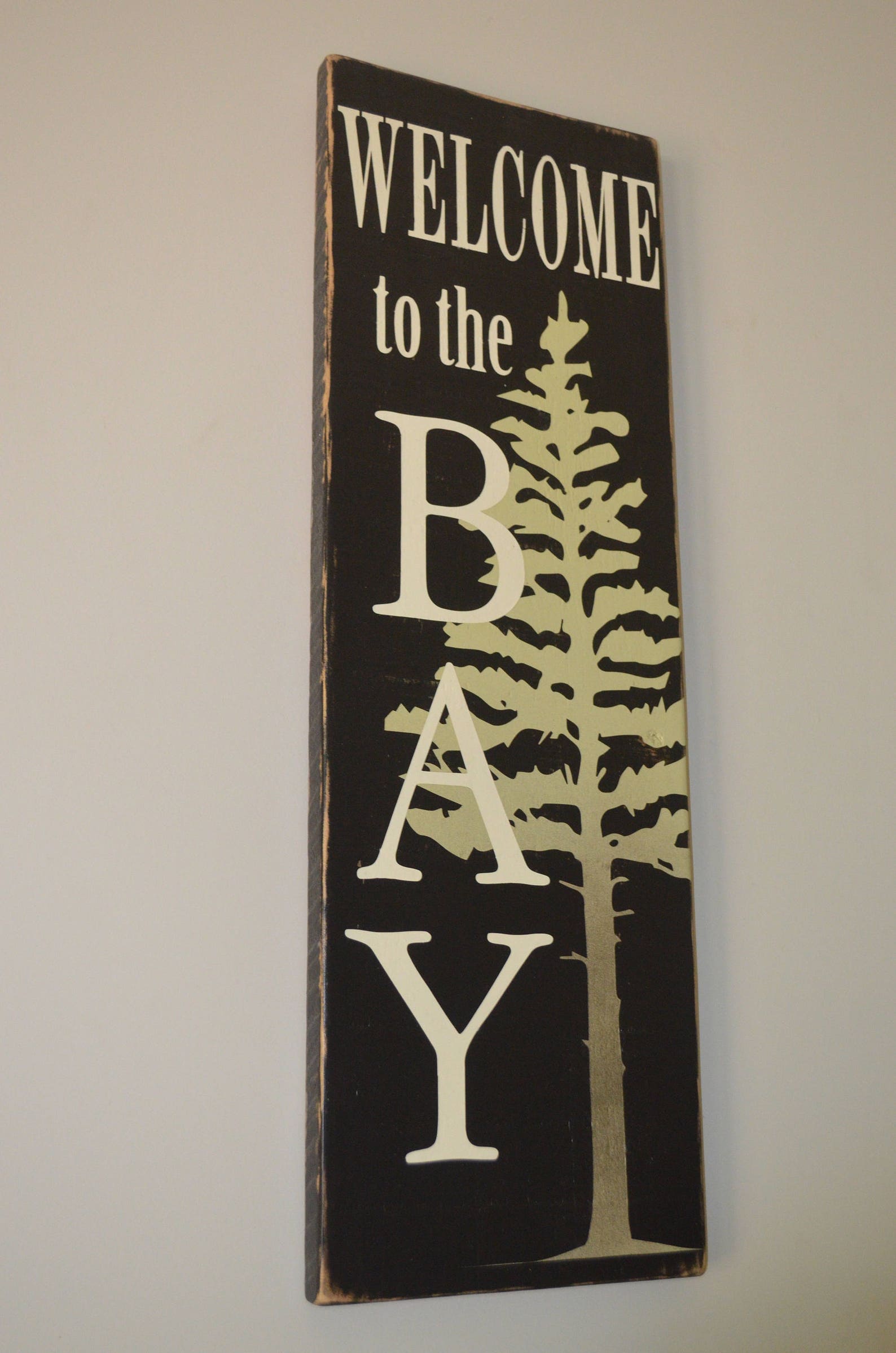 Welcome to the Bay Rustic Wood Sign Rustic Wooden Sign Cottage Sign ...