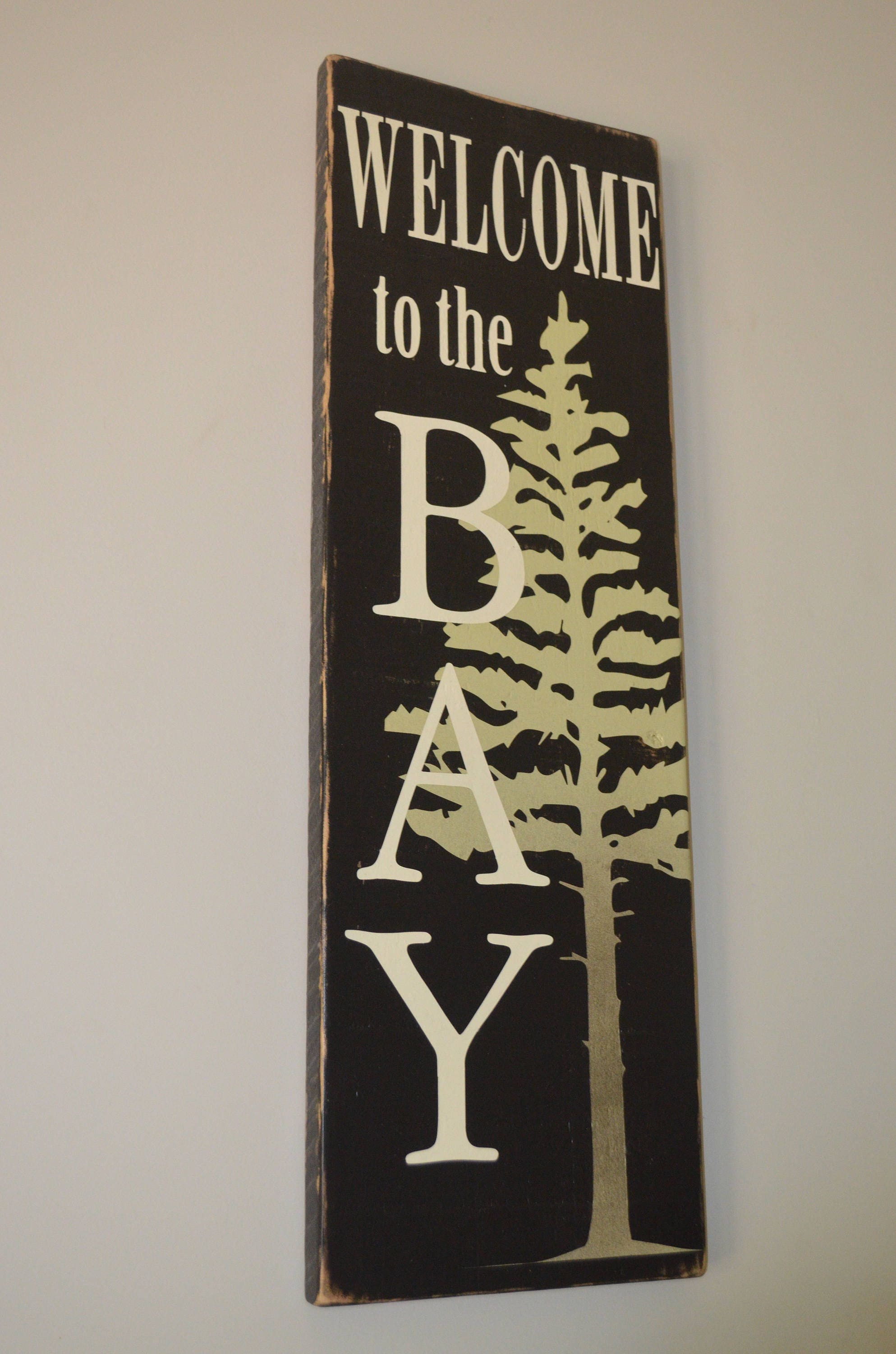 Welcome to the Bay Rustic Wood Sign Rustic Wooden Sign Cottage | Etsy ...