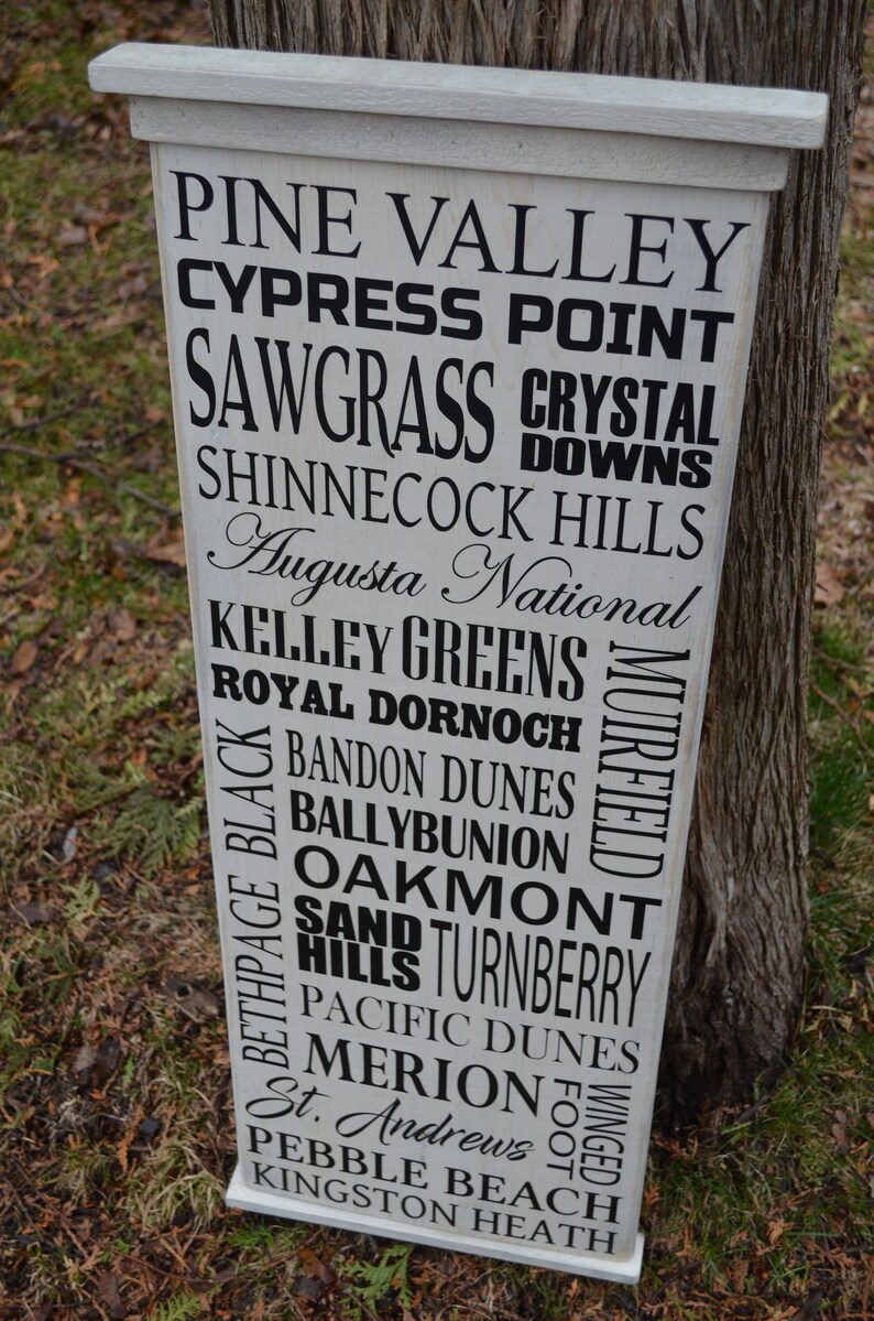 Top 20 Golf Courses From Around the World Rustic Wooden Sign | Etsy Canada