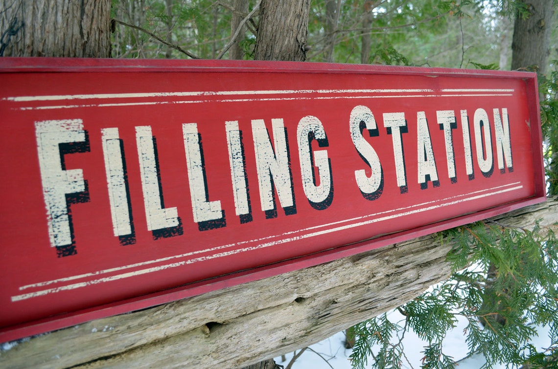 Filling Station Sign Painted Rustic Wood Sign Mancave Art - Etsy Canada