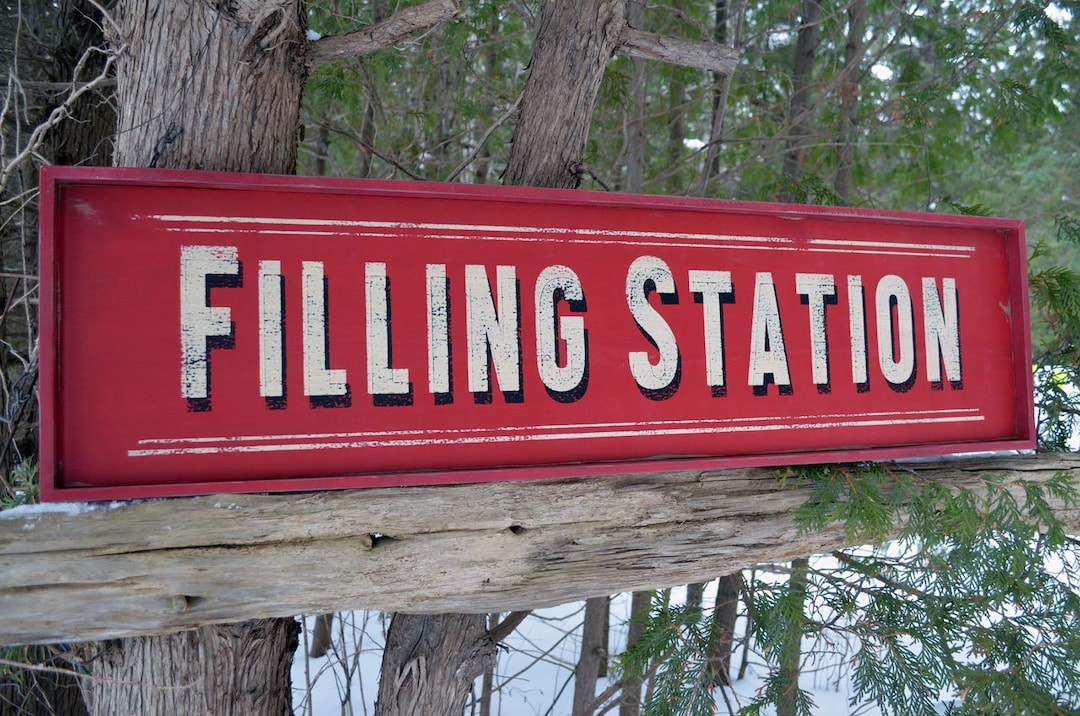 Filling Station Sign Painted Rustic Wood Sign Mancave Art Garage Sign ...