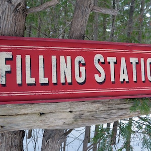 Filling Station Sign Painted Rustic Wood Sign Mancave Art Garage Sign ...