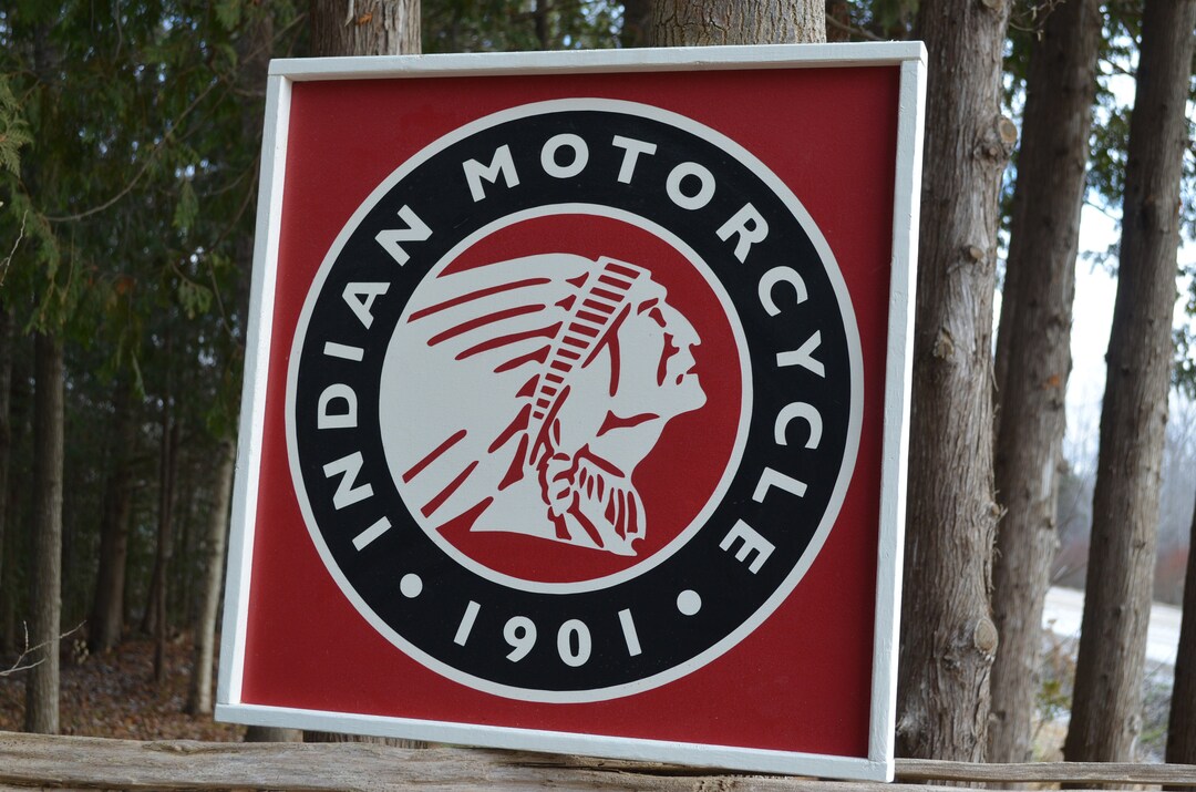Indian Motorcycle Sign Painted Wood Sign Mancave Art Garage Sign ...
