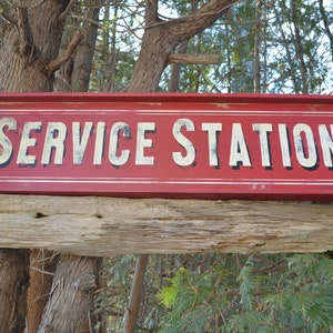 Service Station Sign Painted Rustic Wood Sign Mancave Art Garage Sign ...