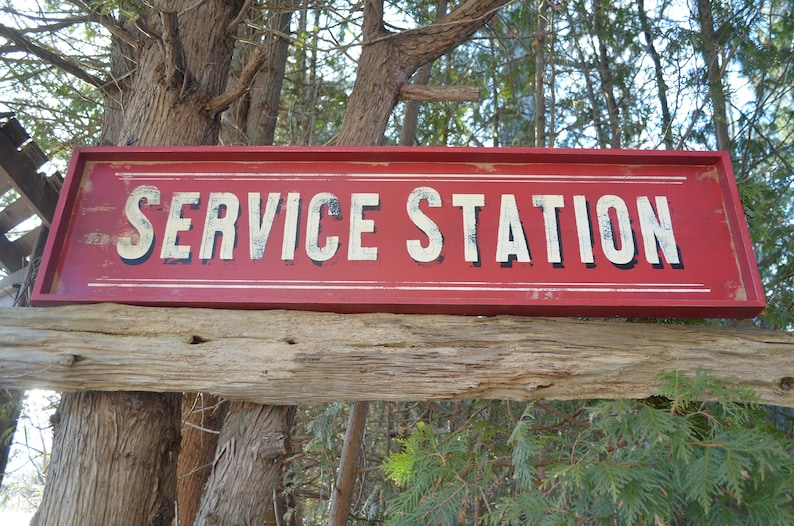 Service Station Sign Painted Rustic Wood Sign Mancave Art - Etsy Canada