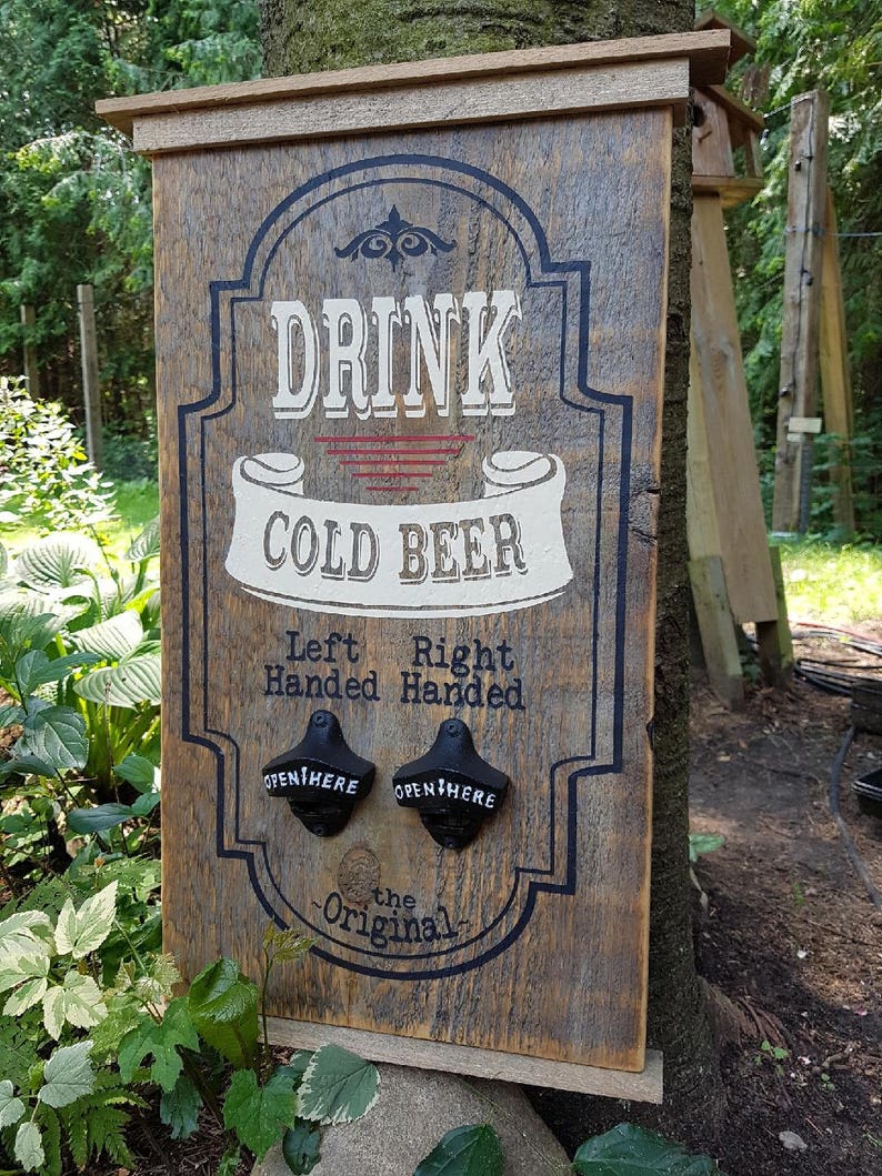 Drink Cold Beer Painted Wooden Sign Mancave Sign Nostalgic | Etsy