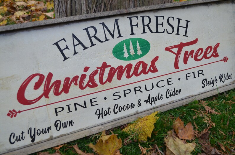 Barnboard Christmas Sign Farm Fresh Christmas Trees Vintage Sign ...