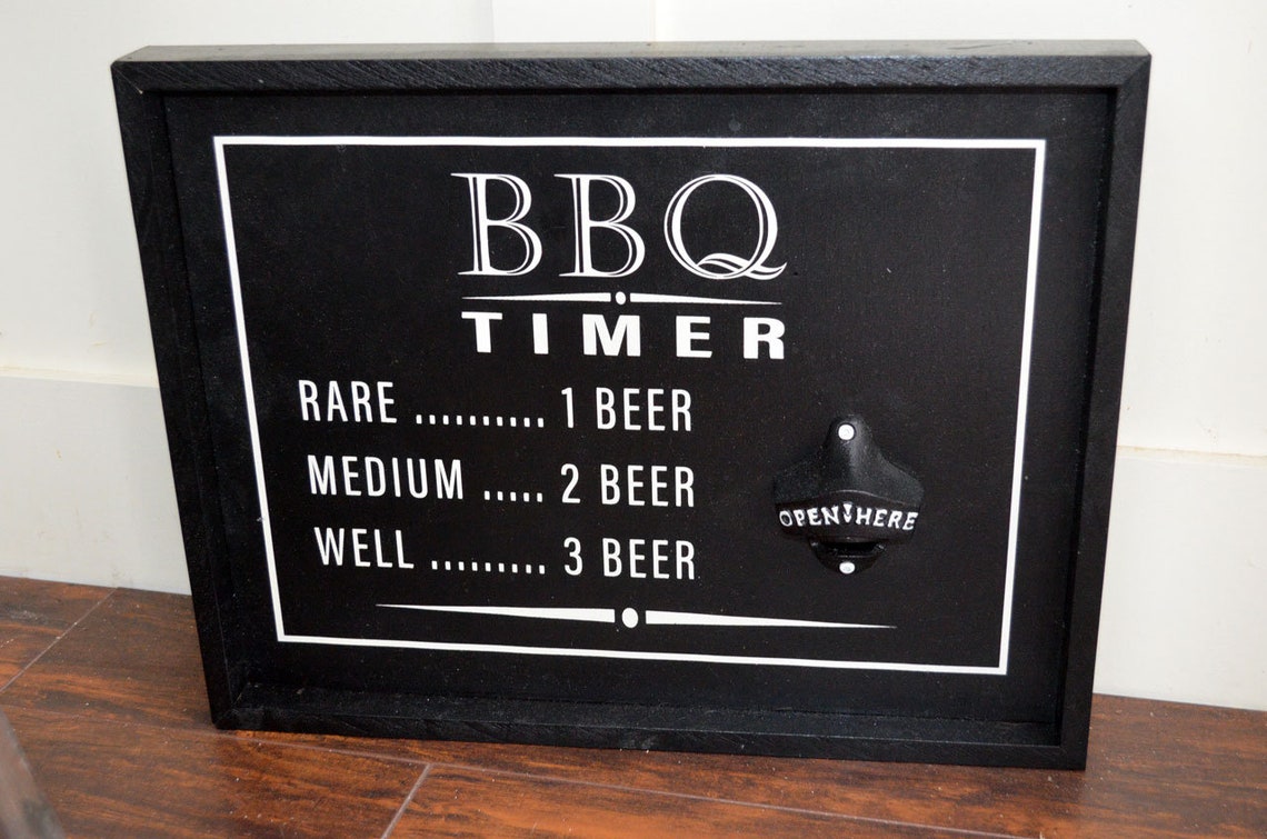 BBQ Timer Painted Wooden Sign Mancave Sign Nostalgic Beer | Etsy