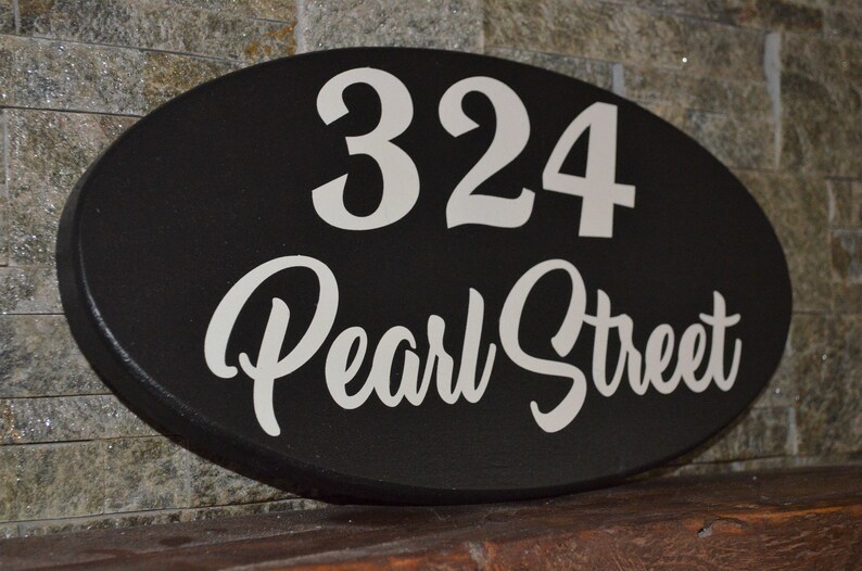Address Sign Painted Wooden Address Marker Oval Address Sign House ...