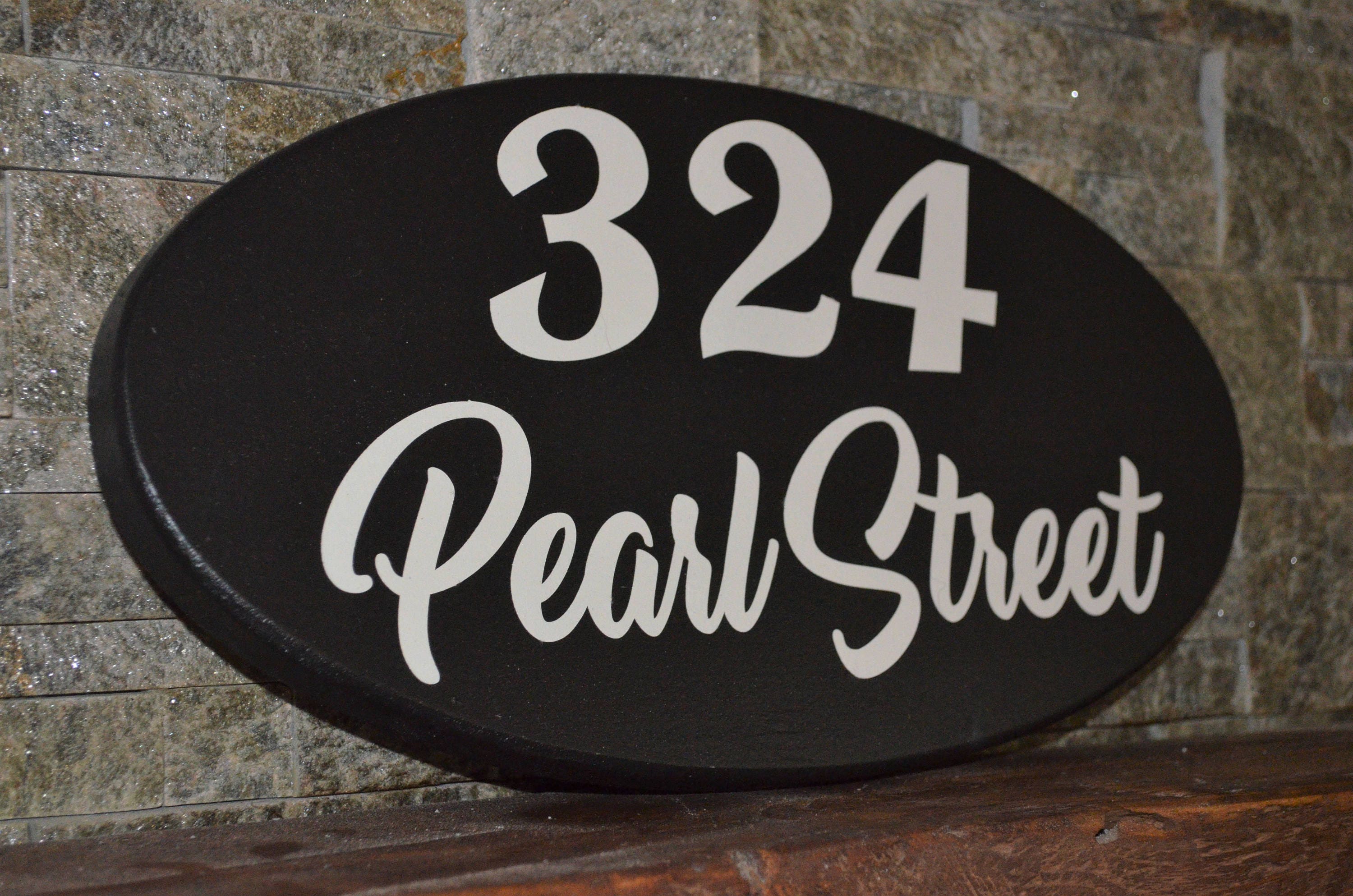 Address Sign Painted Wooden Address Marker Oval Address Sign - Etsy Canada