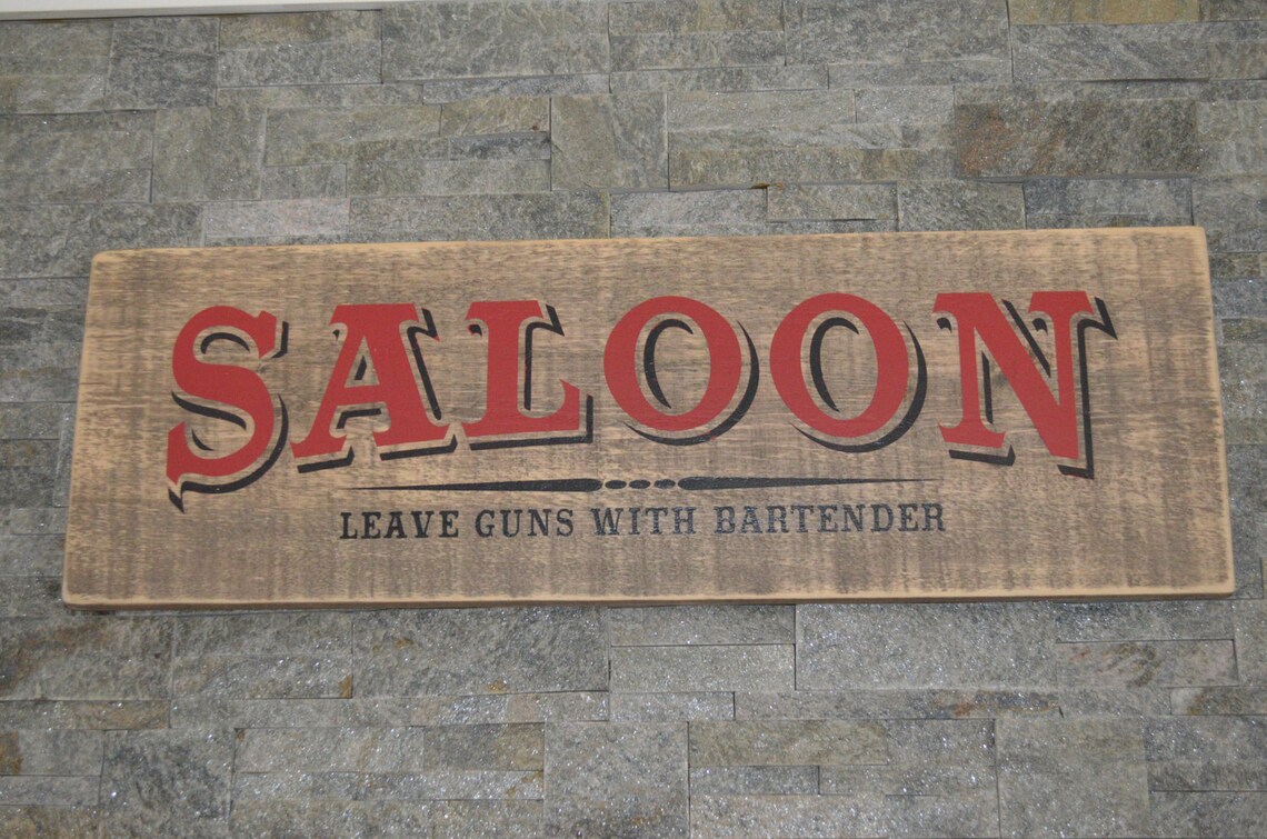 Saloon Vintage Wood Sign Painted Wooden Sign Mancave Sign Bar | Etsy