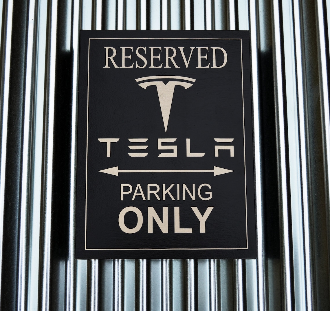 Tesla Parking Only Painted Wood Sign Mancave Sign Garage Sign - Etsy