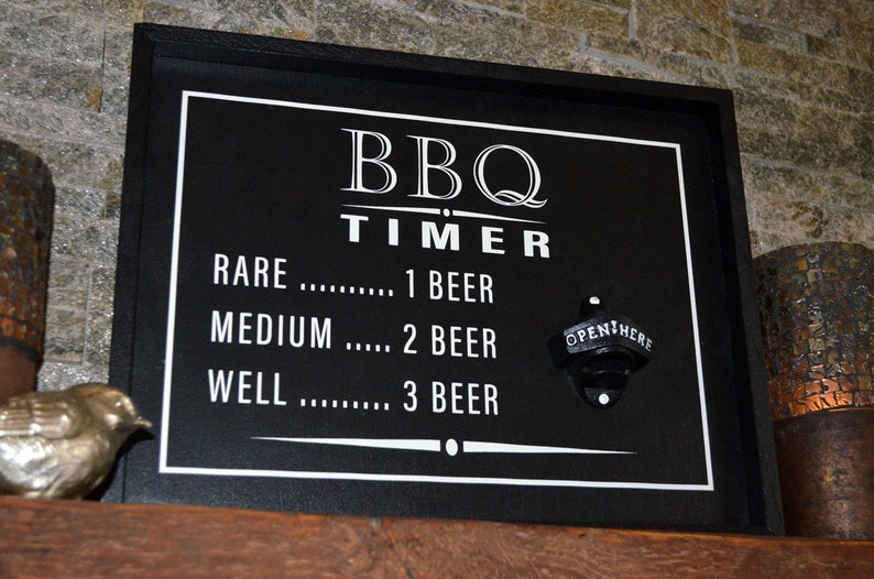 BBQ Timer Painted Wooden Sign Mancave Sign Nostalgic Beer | Etsy