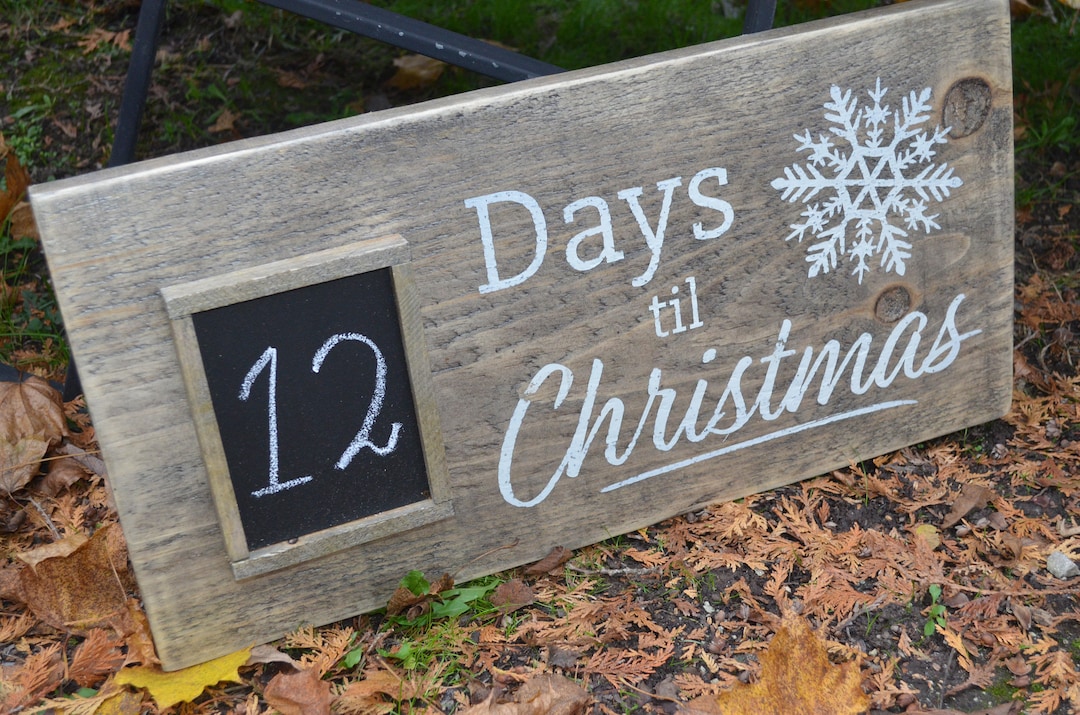 Days Til Christmas Rustic Barnboard Sign Days Til Christmas Wooden ...