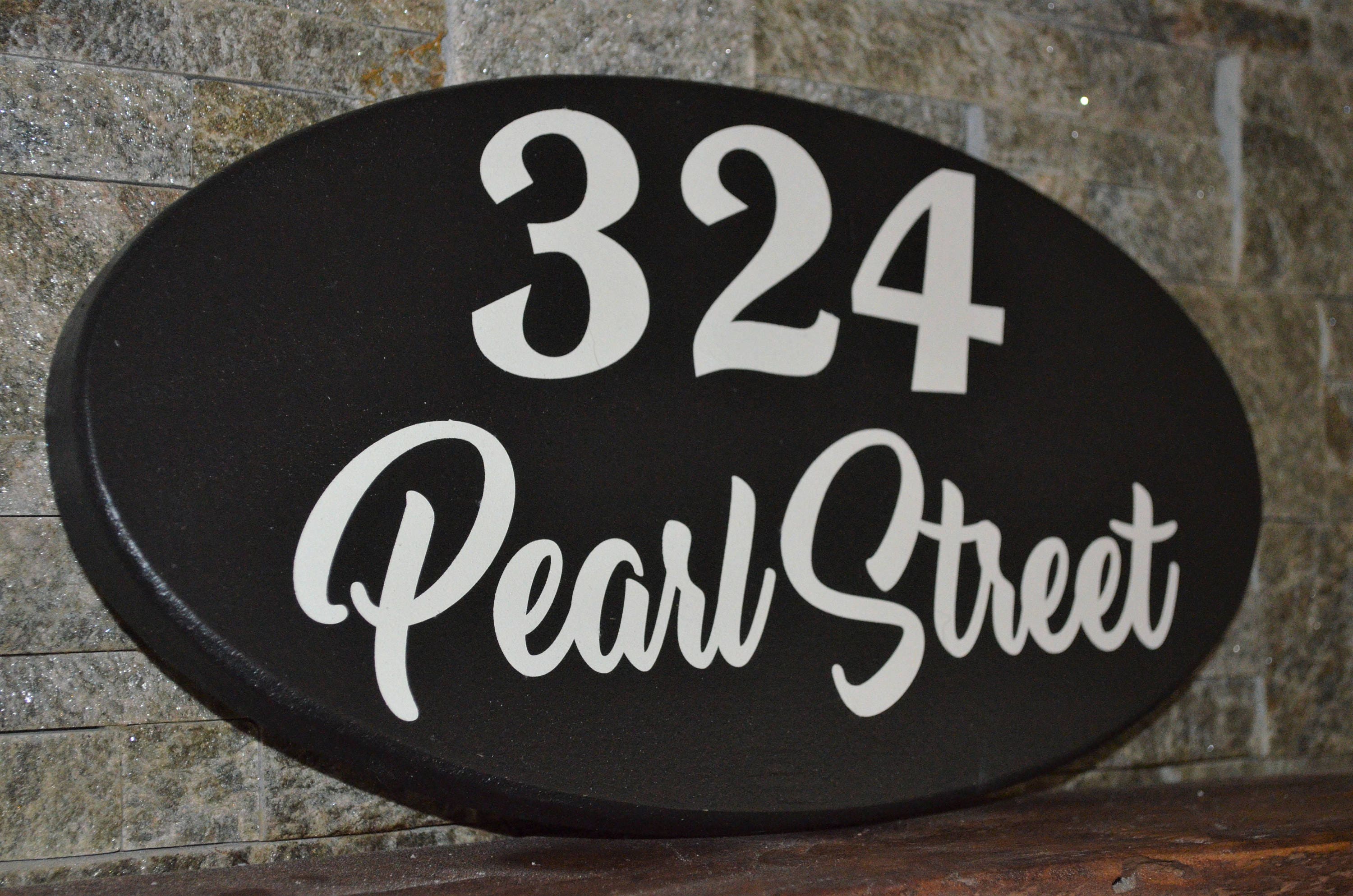 Address Sign Painted Wooden Address Marker Oval Address Sign - Etsy Canada