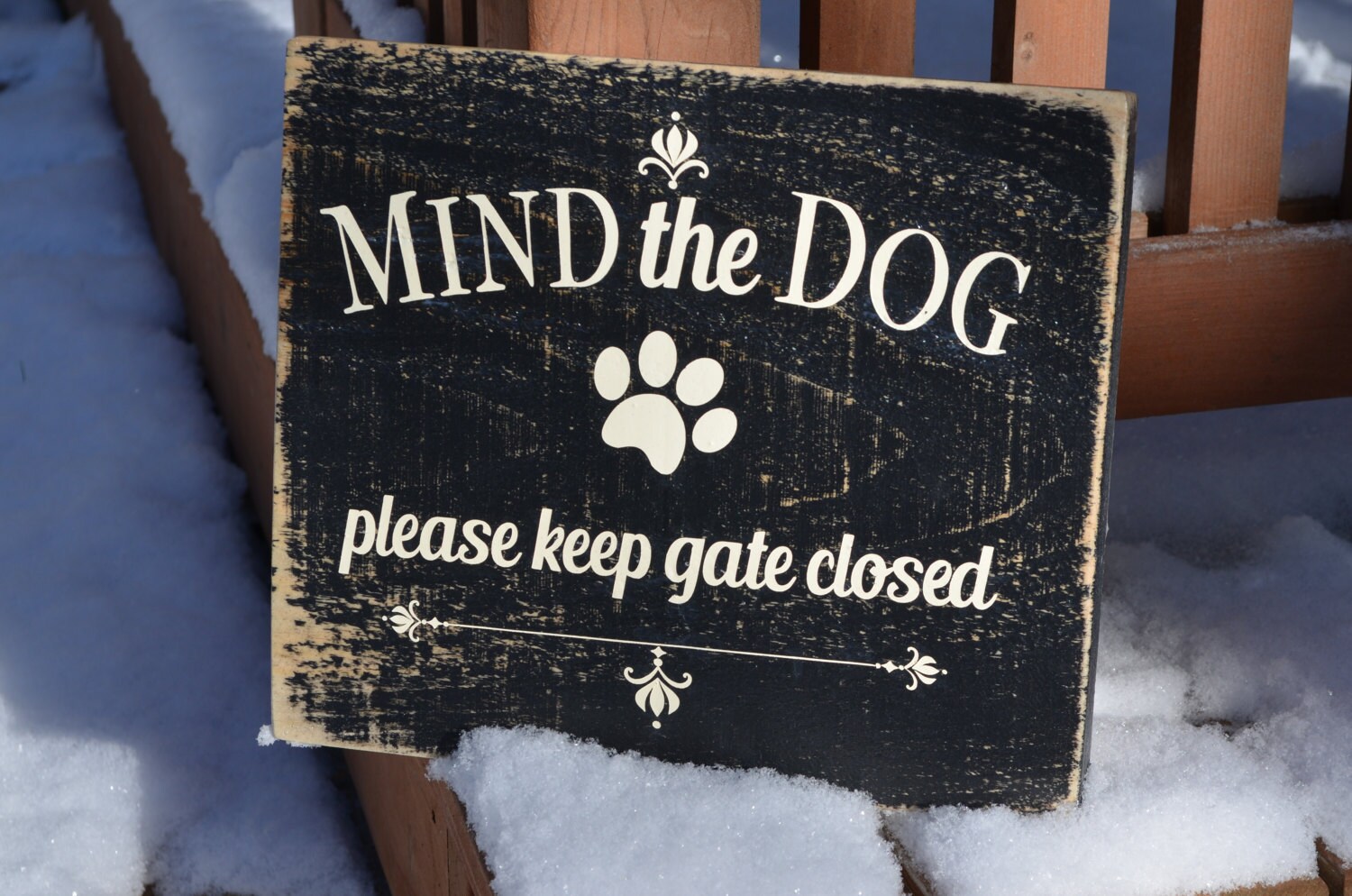 Mind the Dog Vintage Wooden Sign Rustic Dog Sign Beware of Dog | Etsy