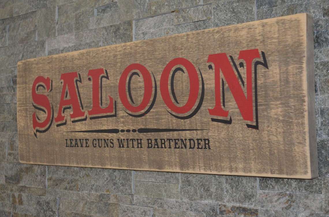Saloon Vintage Wood Sign Painted Wooden Sign Mancave Sign Bar | Etsy