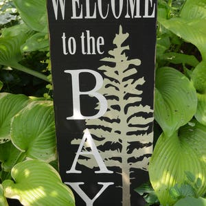 Welcome to the Bay Rustic Wood Sign Rustic Wooden Sign Cottage Sign ...