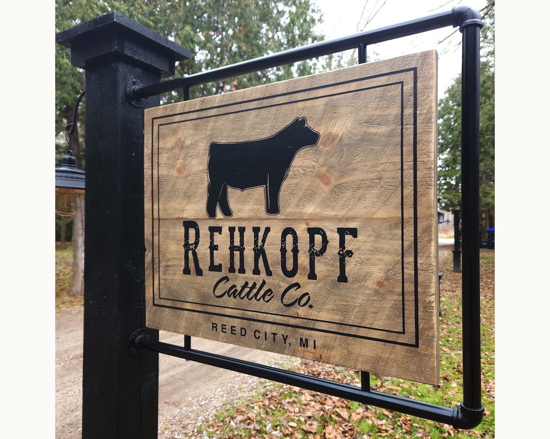 Custom Two-sided Blade Sign Custom 3-sided Iron Hanging Bracket Farm ...
