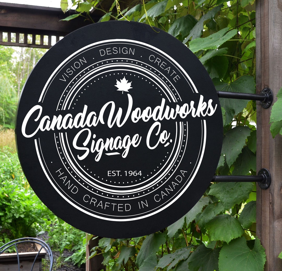 Blade Sign 2-sided Business Signage Round Wood Sign Hanging Sign Store ...