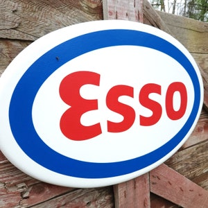 Esso Sign Vintage Wood Esso Sign Painted Wood Esso Sign Mancave Sign ...