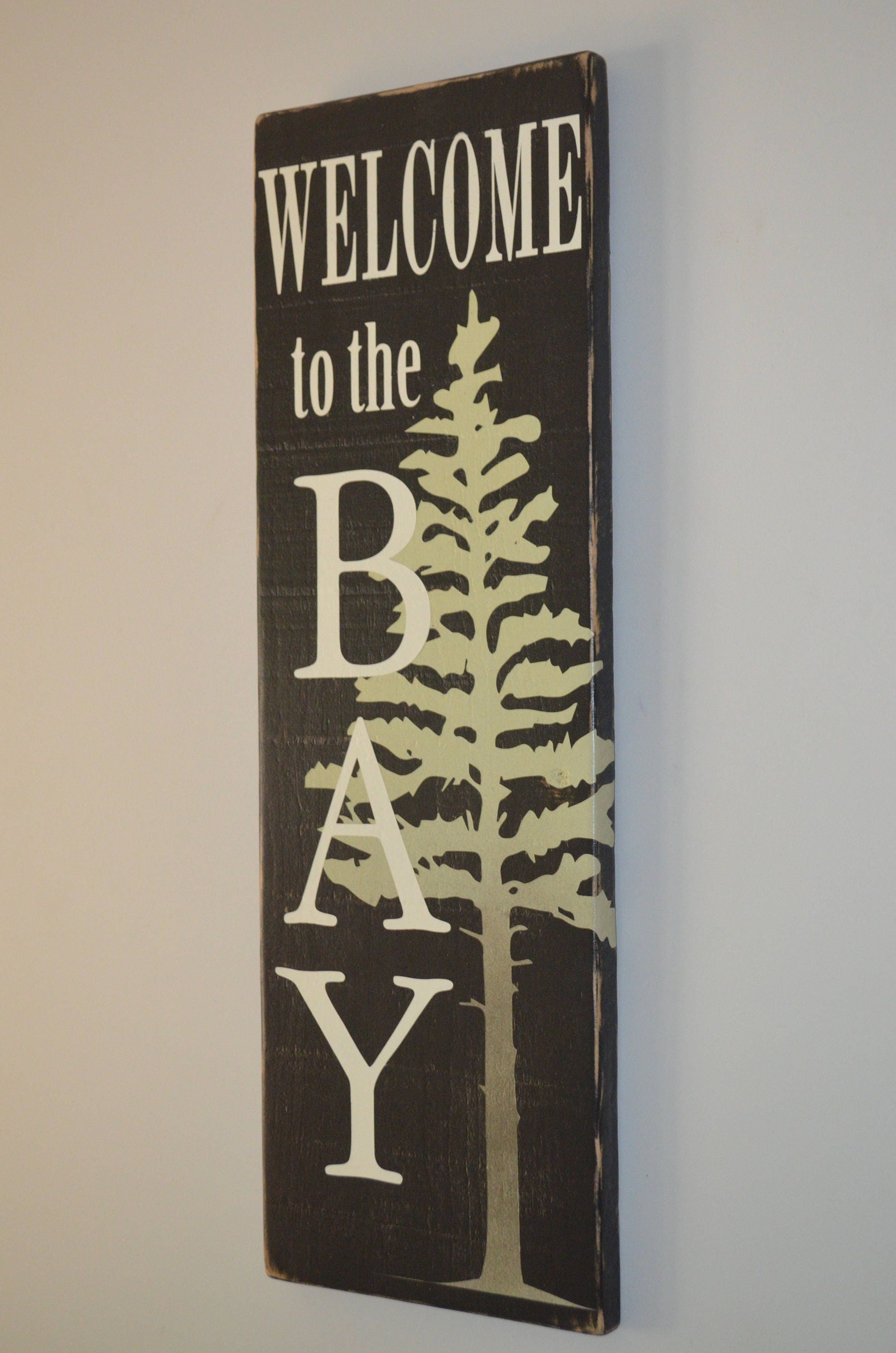 Welcome to the Bay Rustic Wood Sign Rustic Wooden Sign Cottage - Etsy ...
