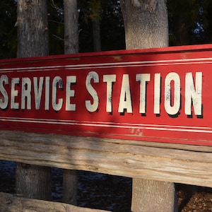 Service Station Sign Painted Rustic Wood Sign Mancave Art Garage Sign ...