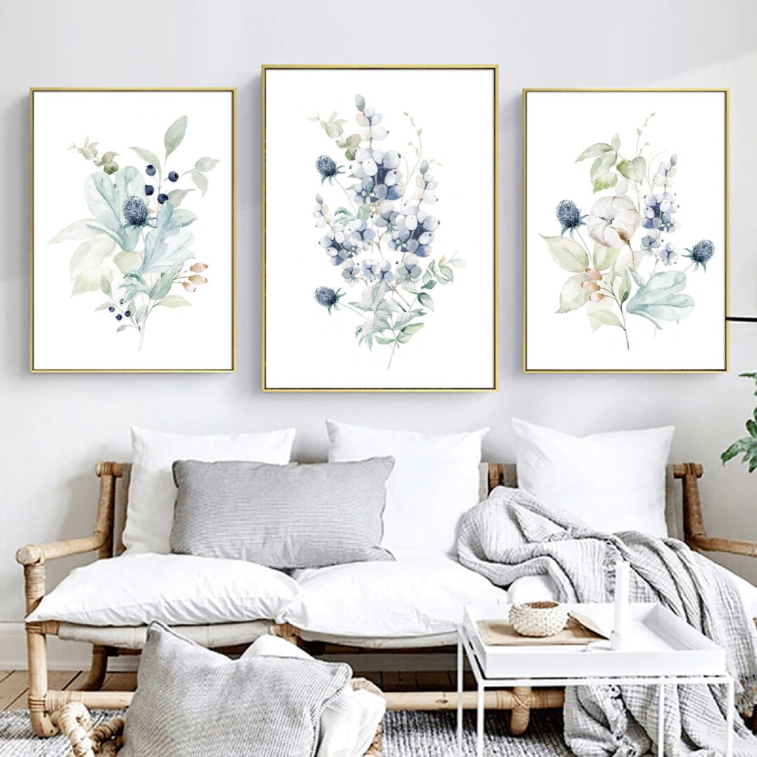 Watercolor Blue Flowers Art Set Printable Blue Flowers - Etsy