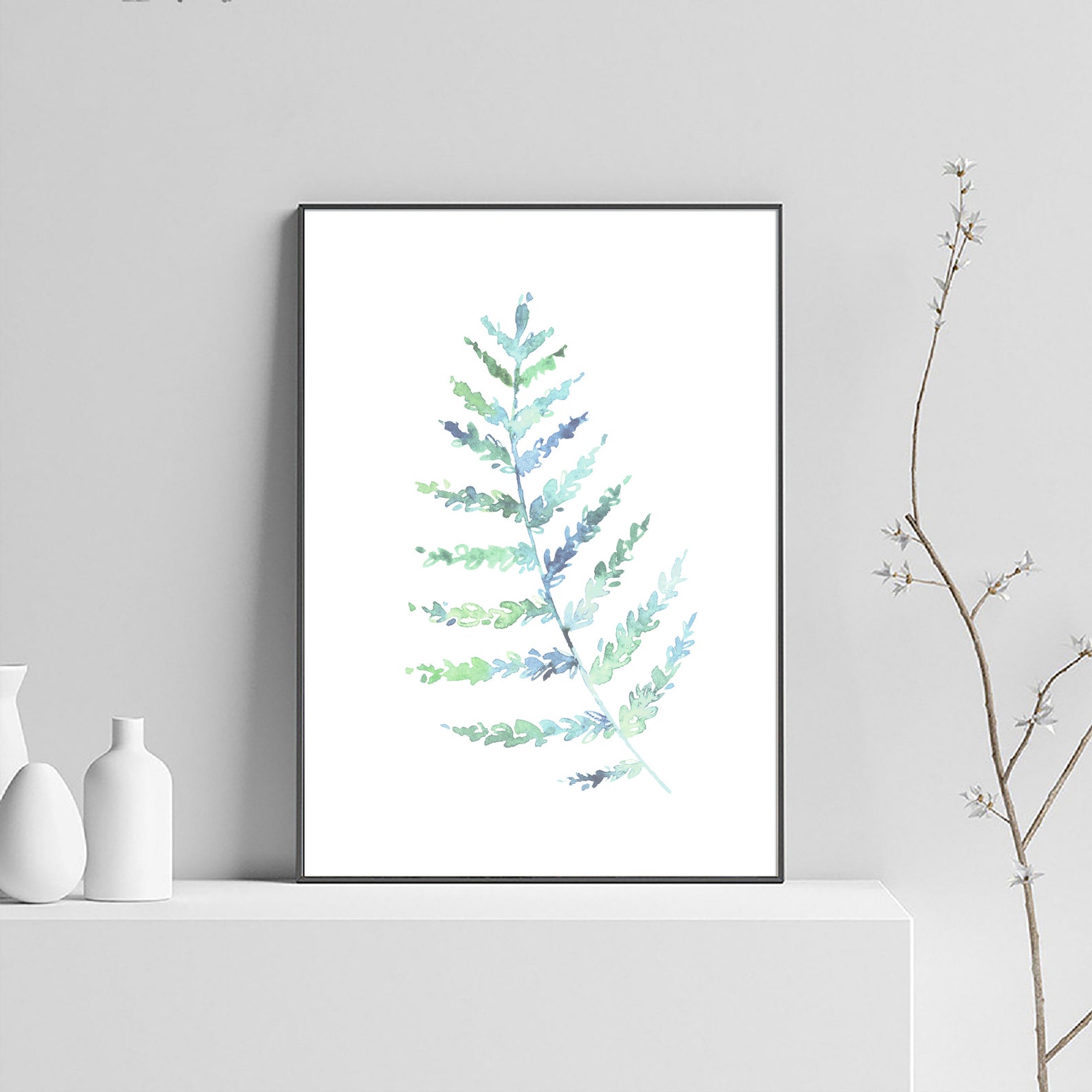 Botanical Print Art Set Leaf Art Set Printable Digital | Etsy