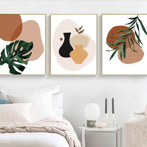 Boho Greenery Wall Art Set Printable Download Mid Century - Etsy