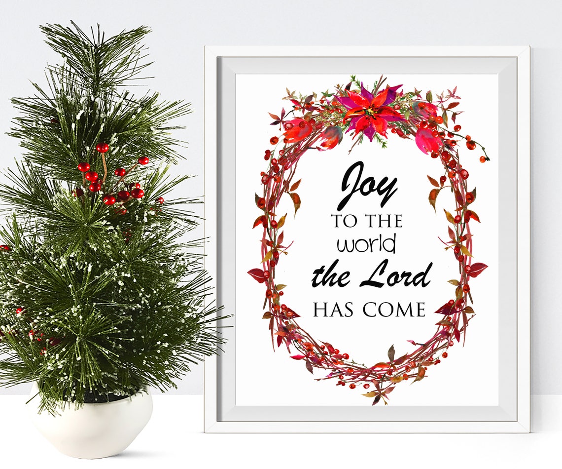 Joy to the World the Lord Has Come Printable Christmas Wreath | Etsy