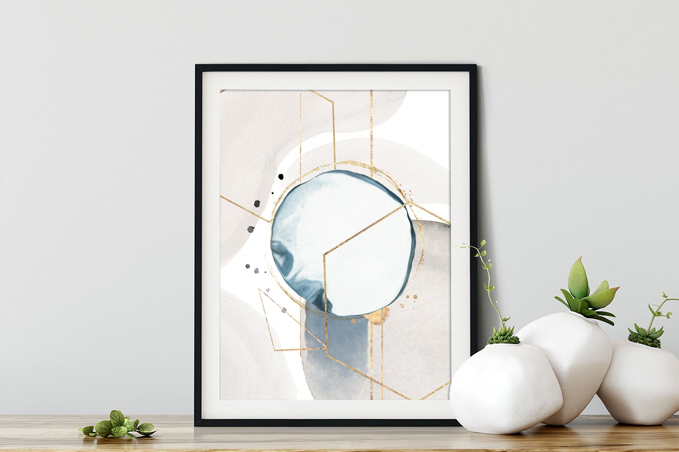 Neutral Blue Art 3 Prints Set Printable Abstract Modern Art - Etsy