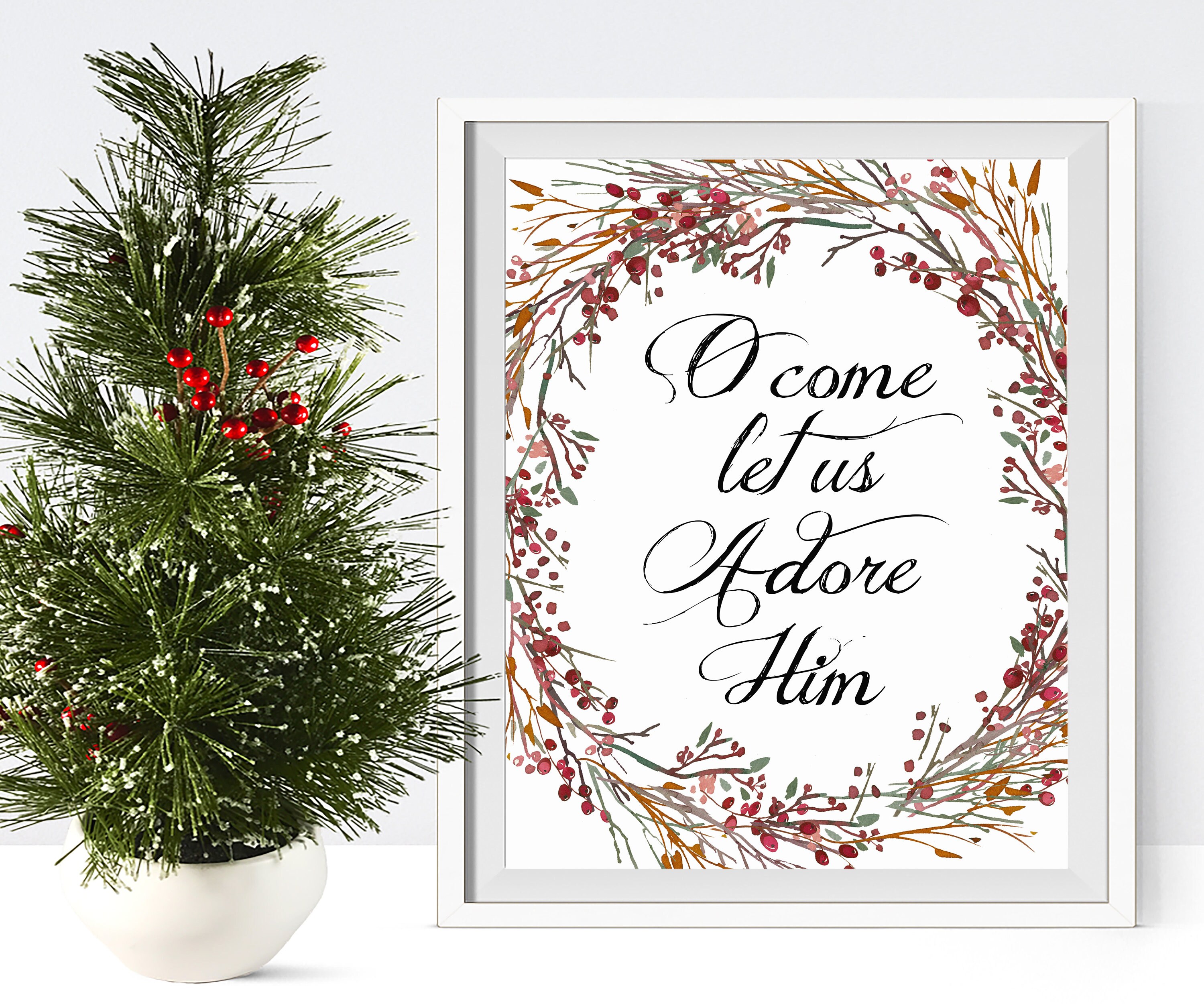 O Come Let Us Adore Him Christmas Art Printable Christmas - Etsy