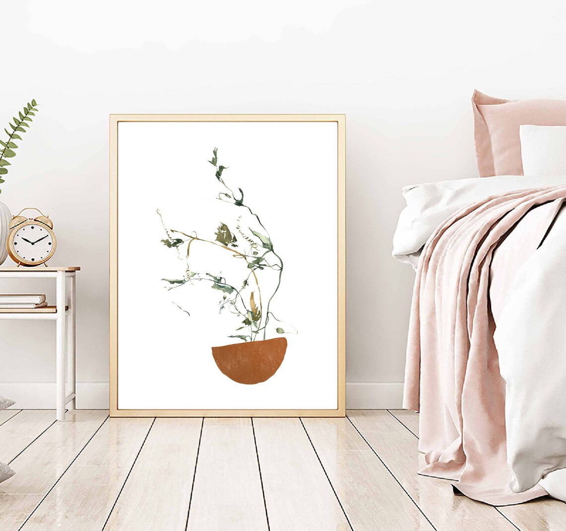 Watercolor Greenery Art Printable Download Abstract Greenery | Etsy